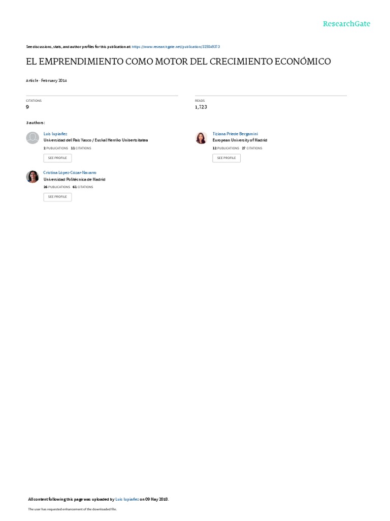 El Emprendimiento Como El Motor Del Crecimiento Económico | PDF | Iniciativa empresarial ...
