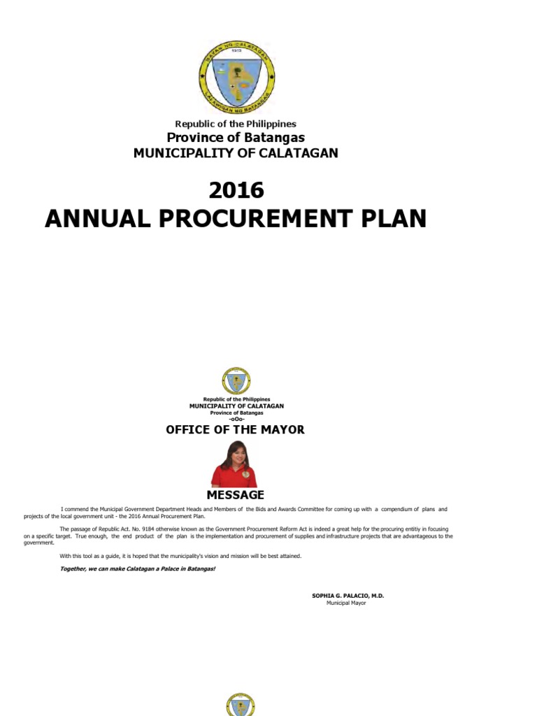 2016 Annual Procurement Plan Pdf Business