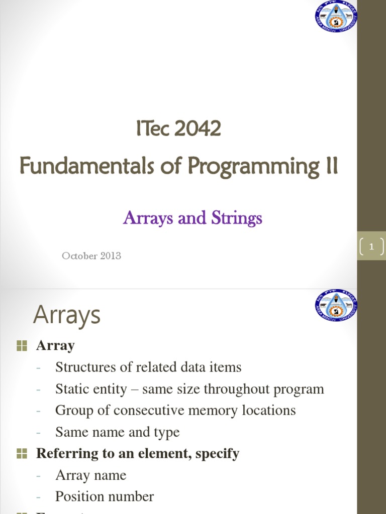Chapter 1 Arrey And String Pdf Array Data Structure C Programming Language 3833