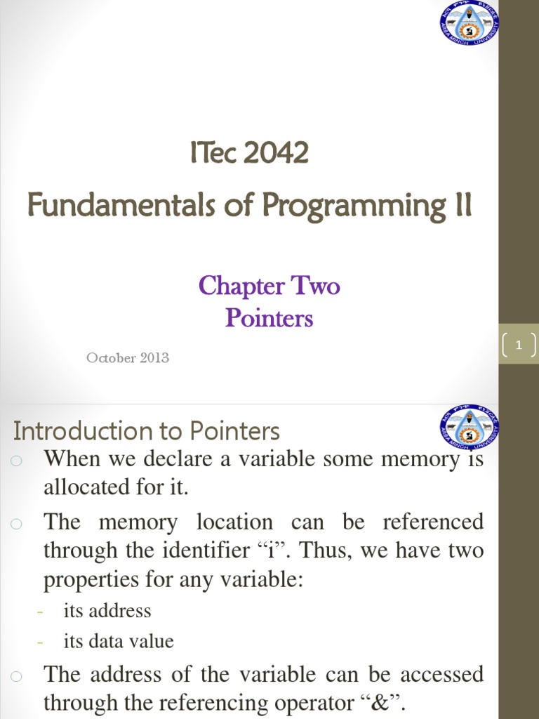 Chapter 2 Pointers | PDF | Pointer (Computer Programming) | Data Type Chapter 2 Pointers | PDF | Pointer (Computer Programming) | Data Type