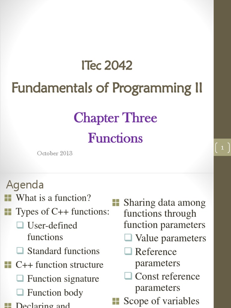 Chapter 3 Functions Pdf Parameter Computer Programming Subroutine 