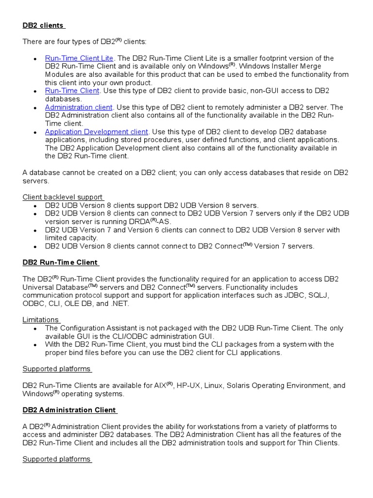 DB2 UDB Clients Overview | PDF | 64 Bit Computing | Operating System