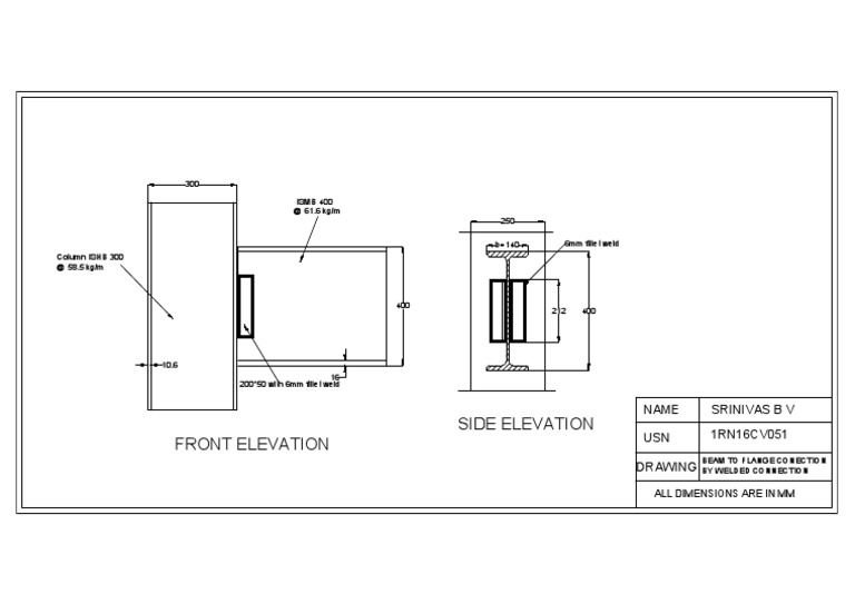 Front Elevation Side Elevation: 300 ISMB 400 at 61.6 KG/M 250 | PDF