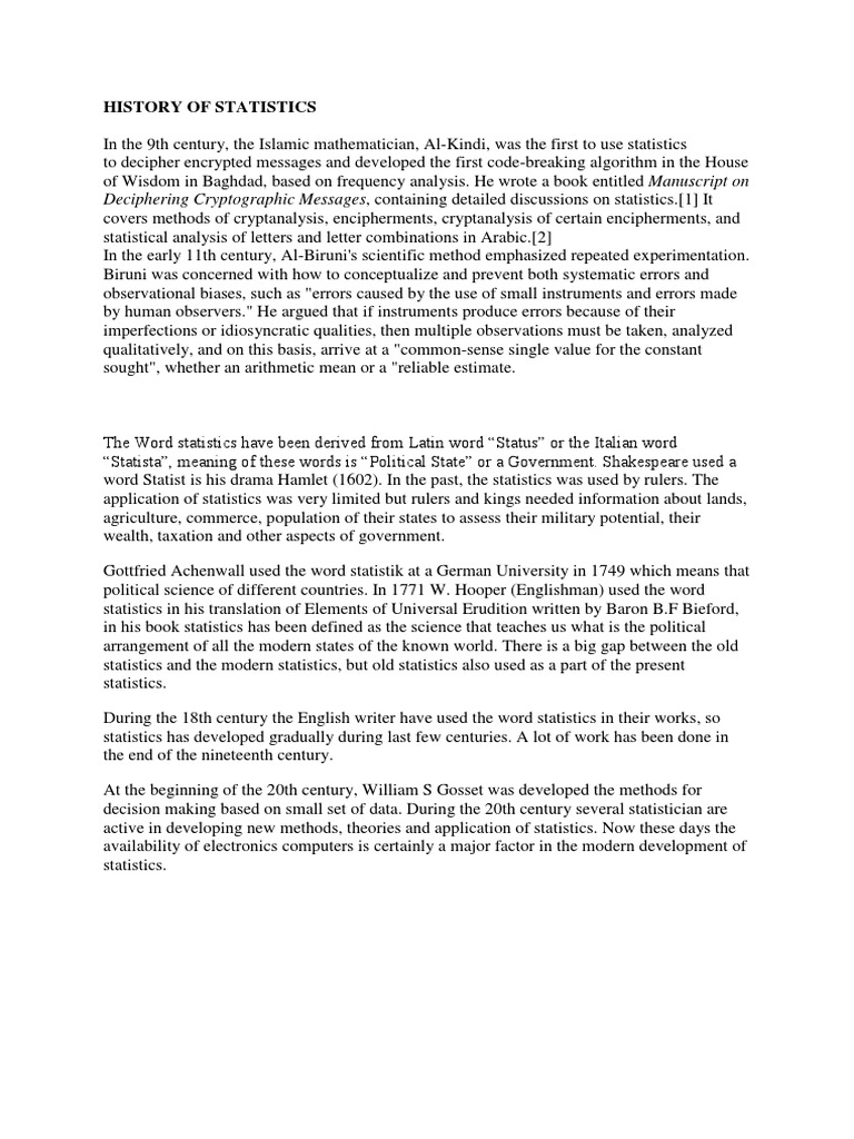 History of Statistics | PDF | Statistics | Scientific Method