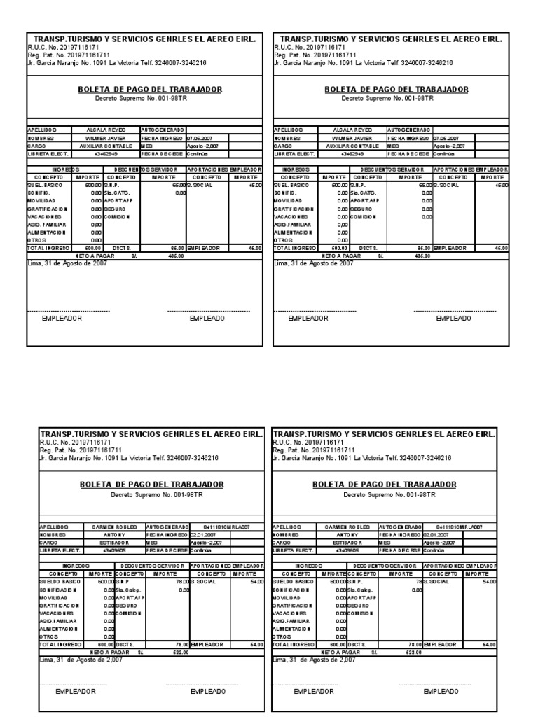 Boletas de Pago en Perú: Guía Completa | PDF