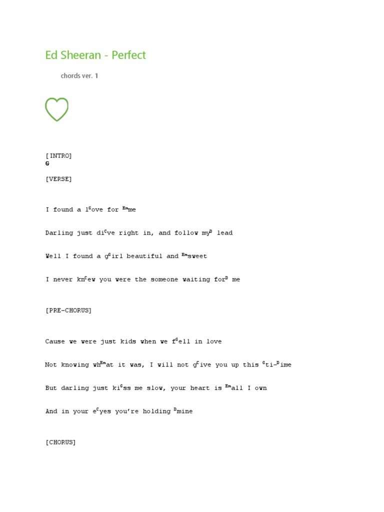 Ed Sheeran - Perfect (Chords Version) | PDF | Song Structure | American ...