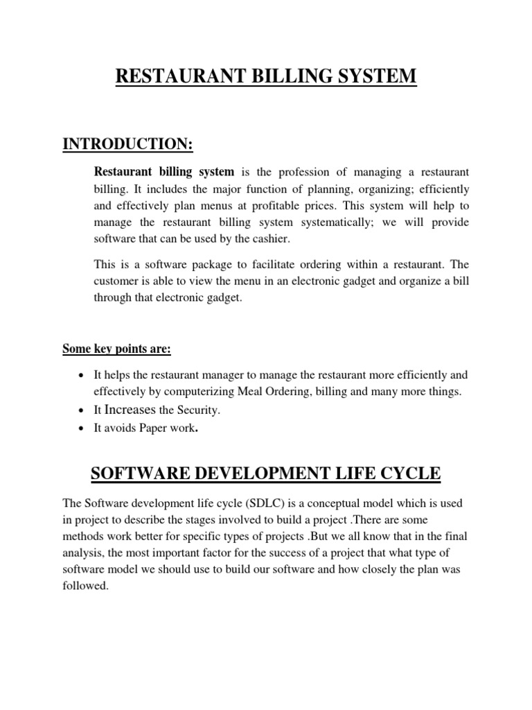 Restaurant Billing System | Software Development | Conceptual Model