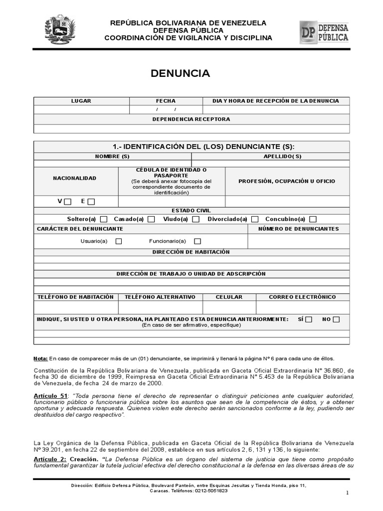 Formato de Denuncia | PDF | Servicio Civil | Gobierno