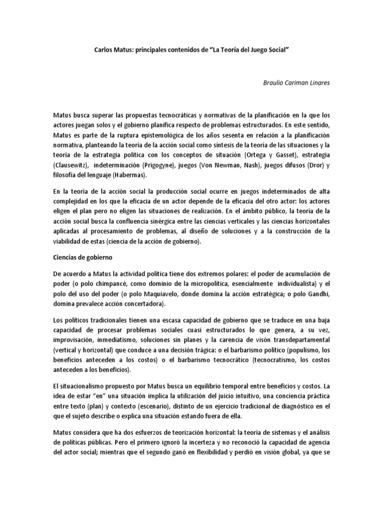 Carlos Matus Principales Contenidos de L PDF | PDF | Science | Razón