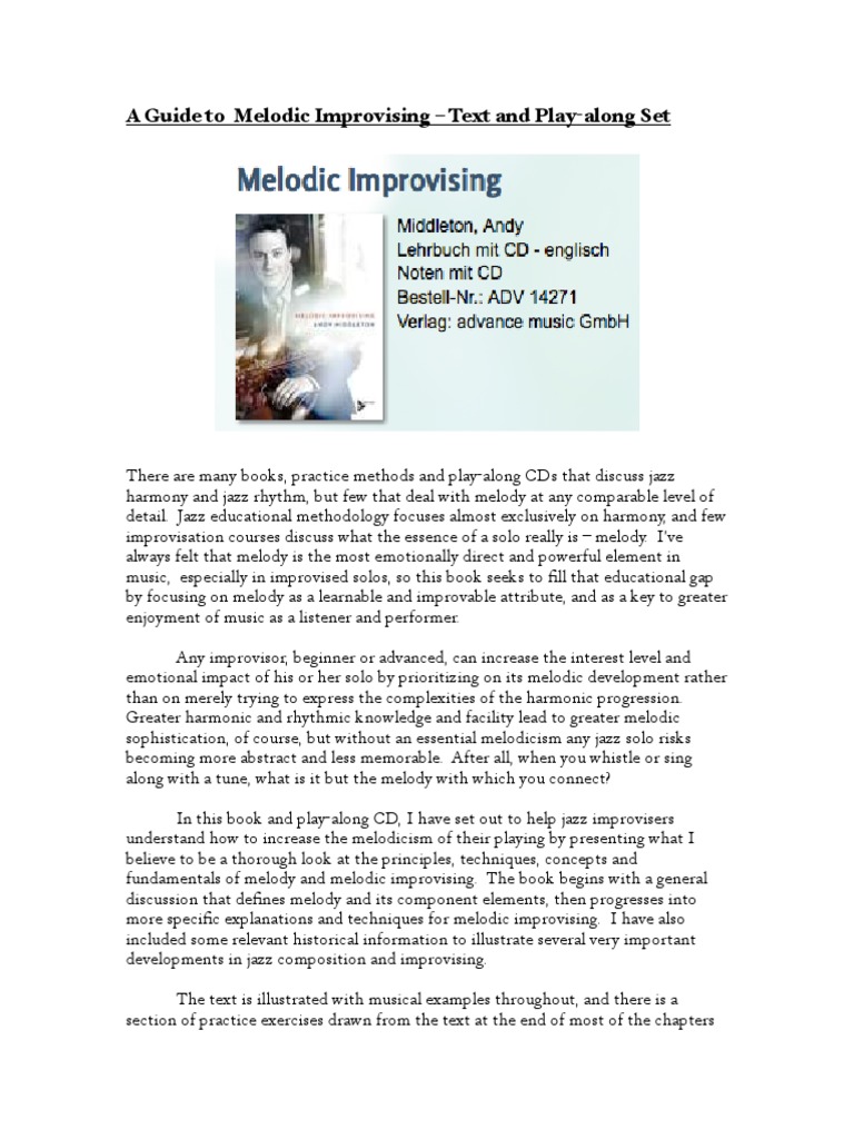 A Guide To Melodic Improvisation PDF | PDF | Jazz | Harmony