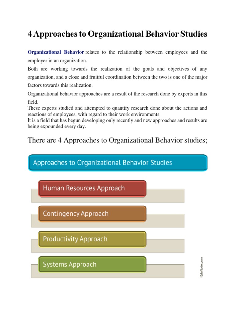 4 Approaches To Organizational Behavior Studies | PDF | Human Resources ...