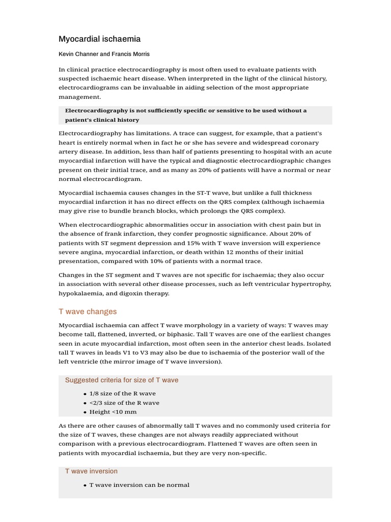 ABC of Clinical Electrocardiography Myocardial Ischaemia | PDF ...