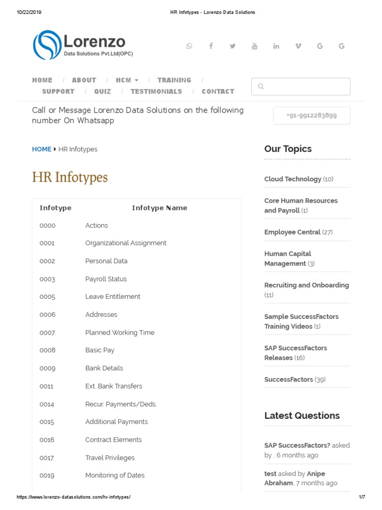 HR Infotypes - SAP | PDF | Garnishment | Human Resources