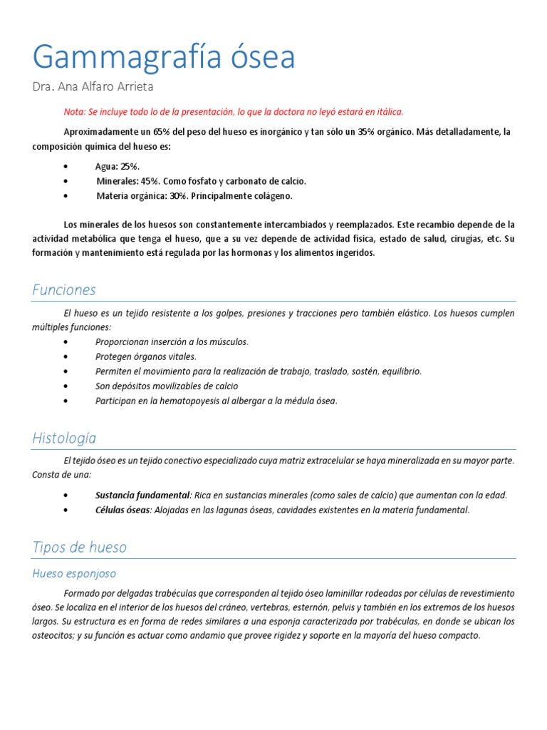 Gammagrafia Osea | PDF | Osteoblastos | Hueso