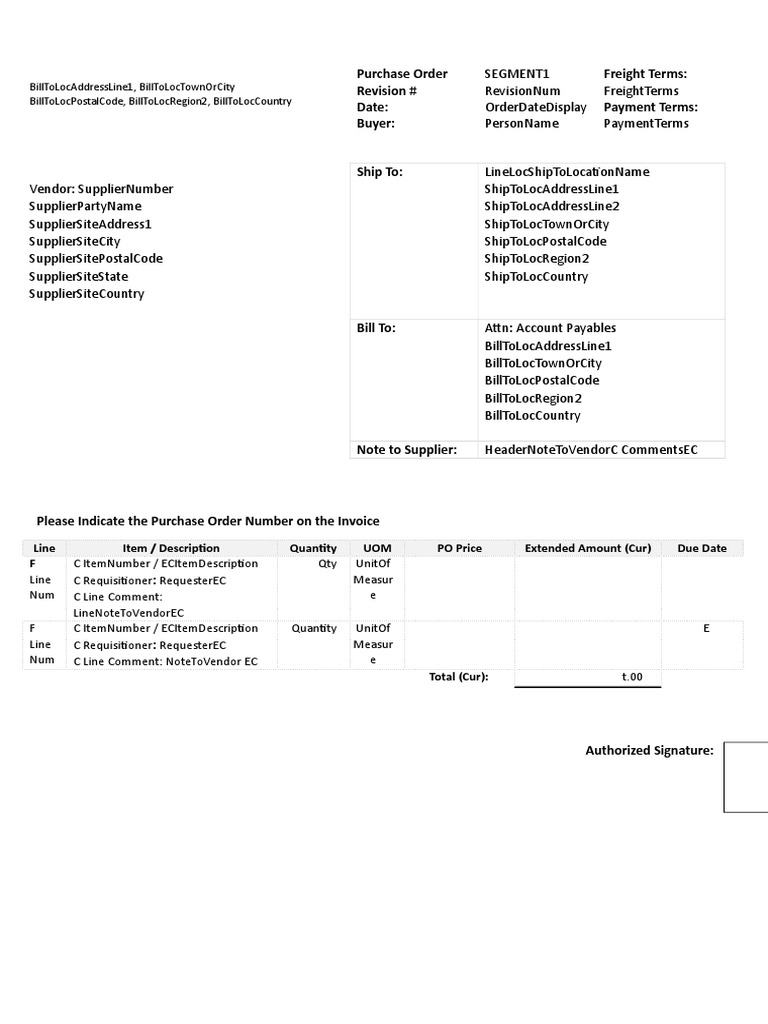 Purchase Order Freight Terms: Revision # Date: Buyer: Ship To | PDF ...