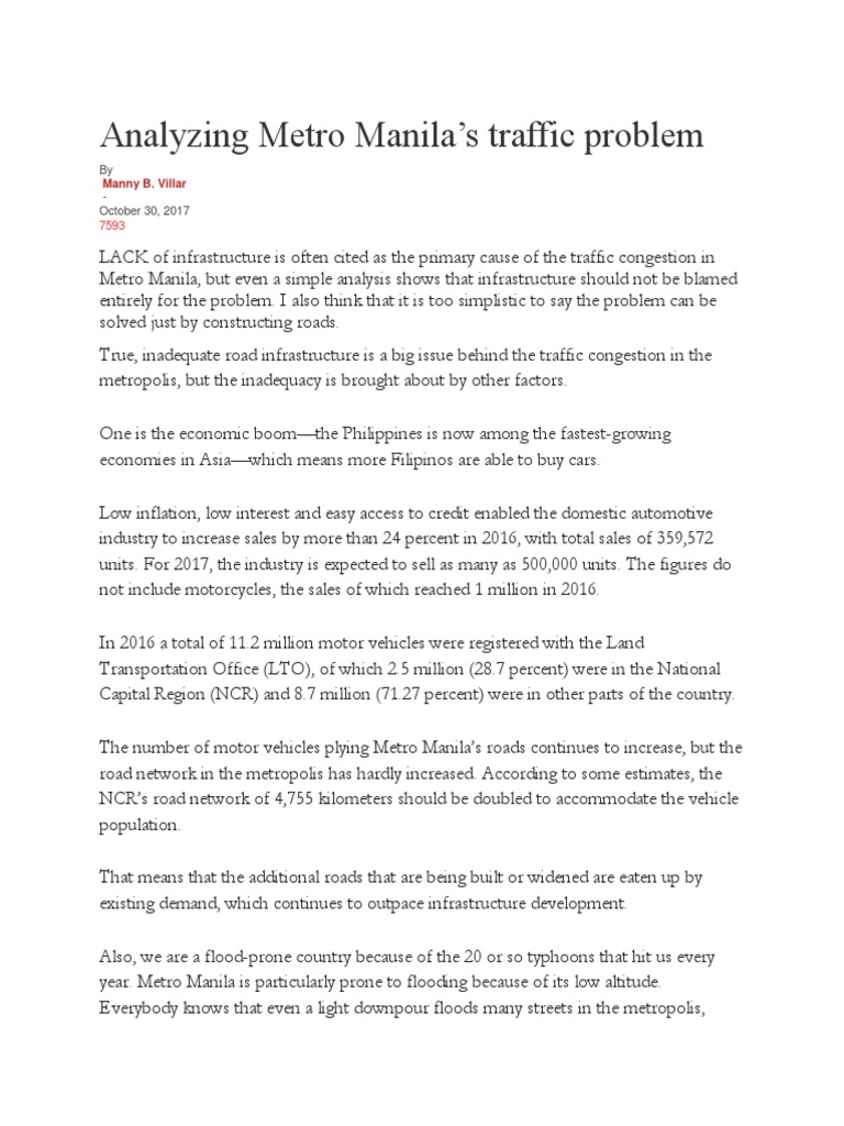 Analyzing Metro Manila | PDF | Metro Manila | Car