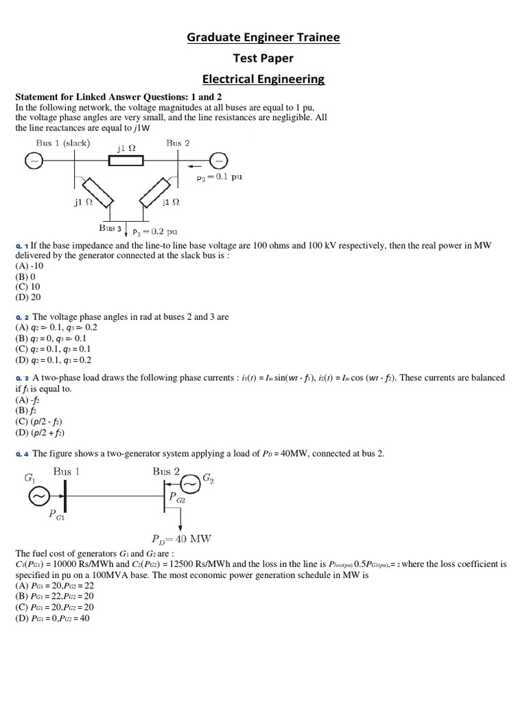 GET-Electrical Test Paper | PDF | Transmission Line | Electric Power ...
