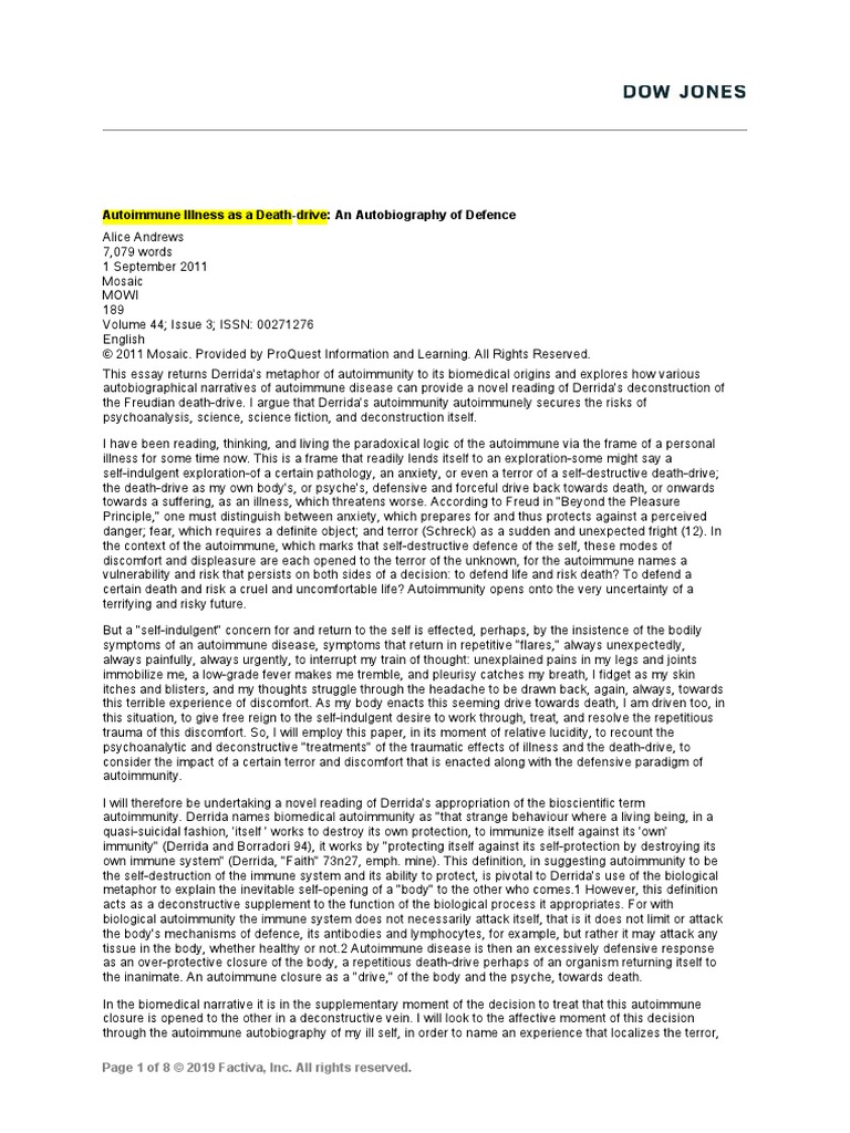 Autoimmune Deathdrive | PDF | Psychological Trauma | Sigmund Freud
