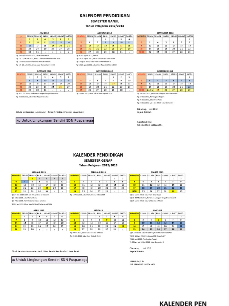 Kalender Pendidikan: Semester Ganjil | PDF | Public Holiday | Semitic ...