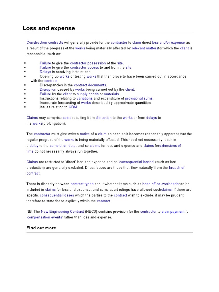 Loss and Expense | PDF