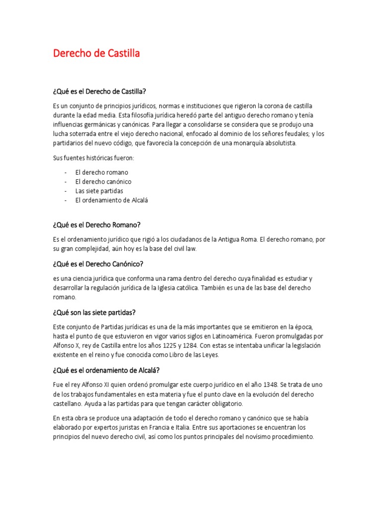 Derecho de Castilla | PDF | Ley romana | Roma antigua