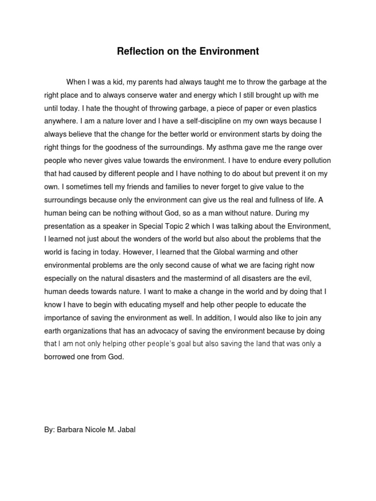 Reflection on Importance of Environmental Conservation | PDF | Water ...