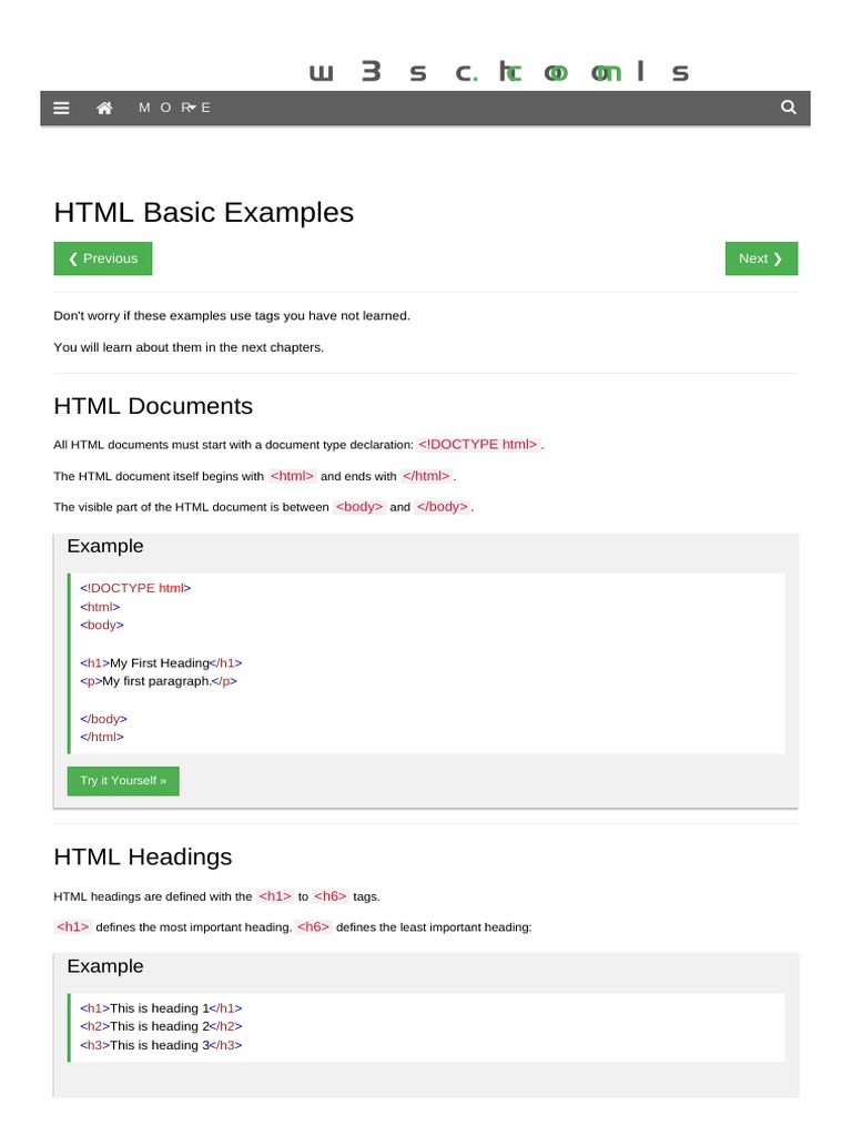 HTML Document Type Declaration Example | PDF | Html Element | Html