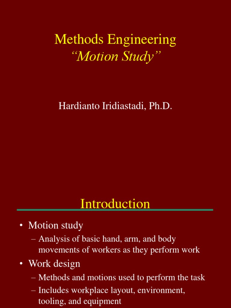 Methods Engineering: "Motion Study" | PDF