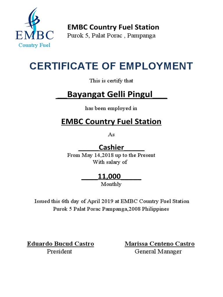 Certificate of Employment (Date Editable) - 1 | PDF