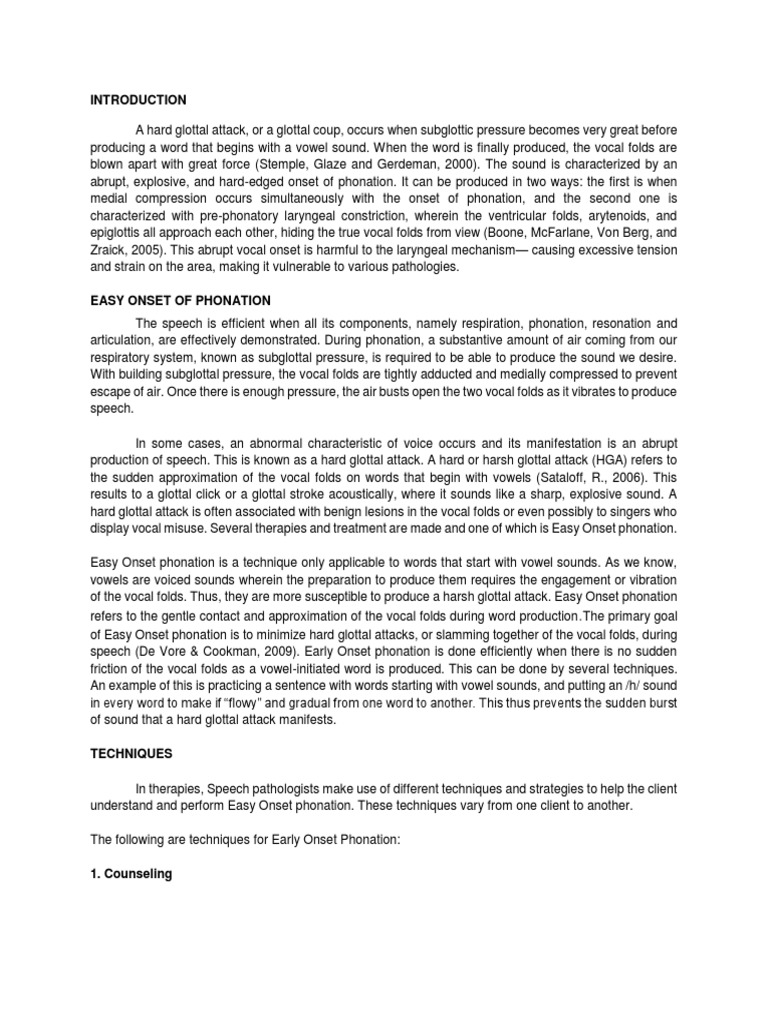 Easy Onset of Phonation | PDF | Human Voice | Larynx