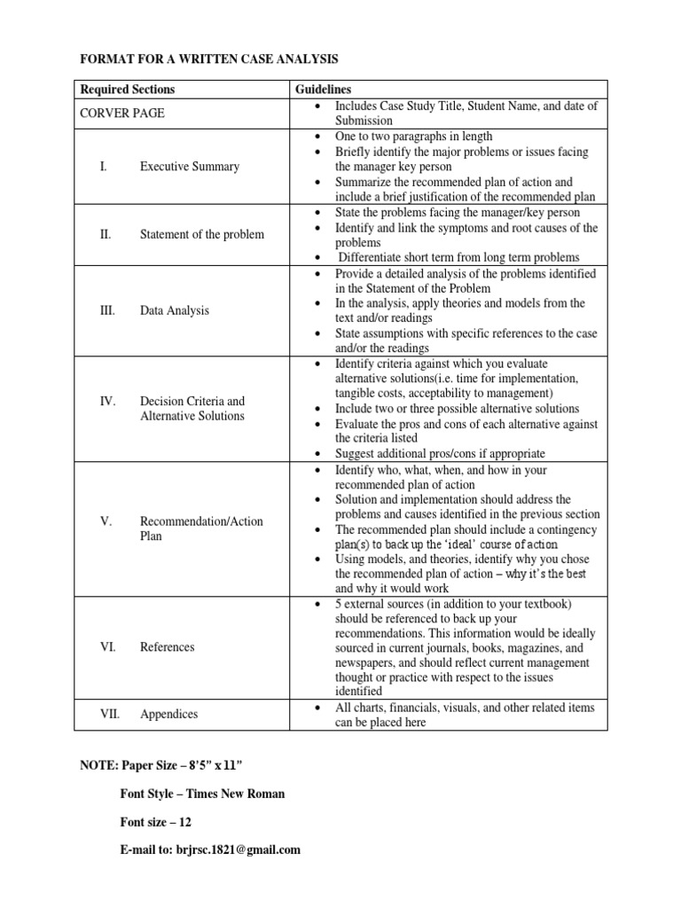 Format For A Written Case Analysis | PDF | Data Analysis | Cognition