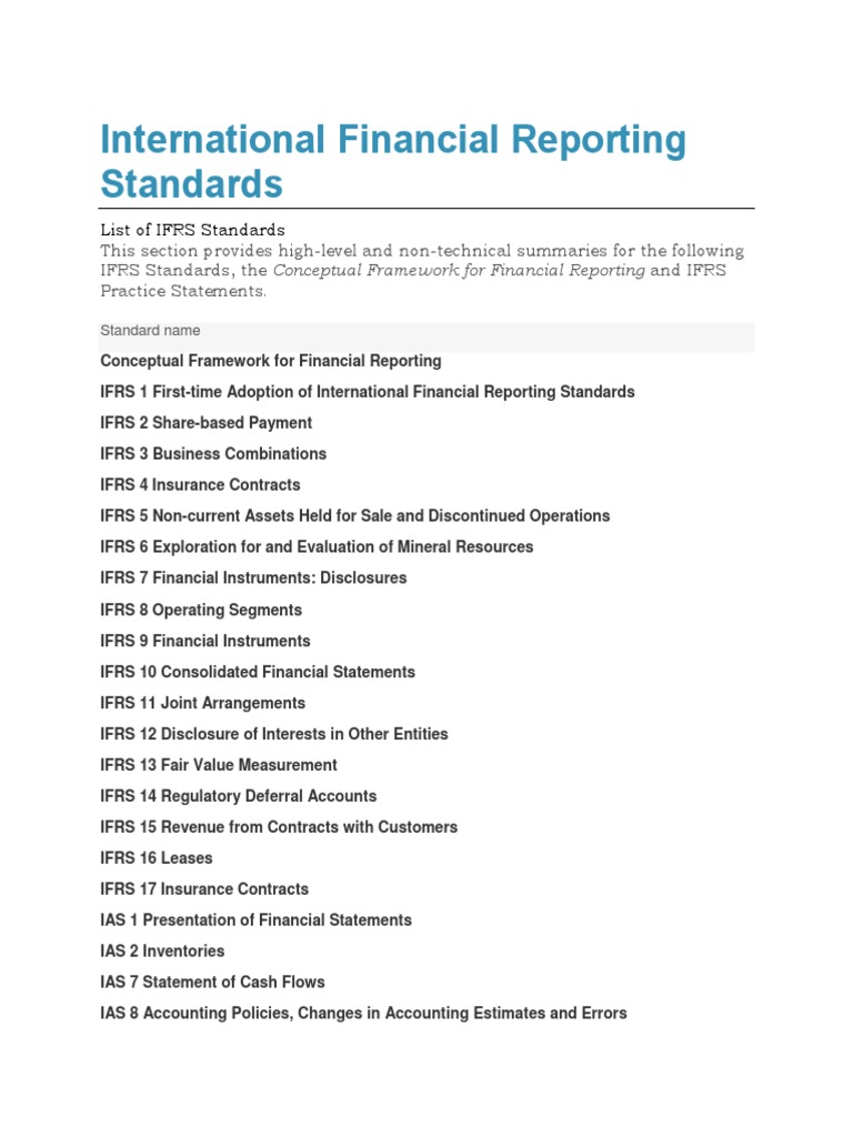 2 - List of Standards | PDF | International Financial Reporting ...