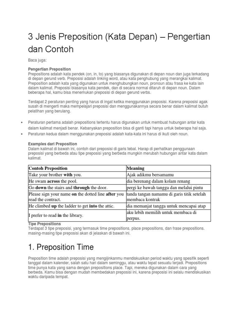 3 Jenis Preposition | PDF