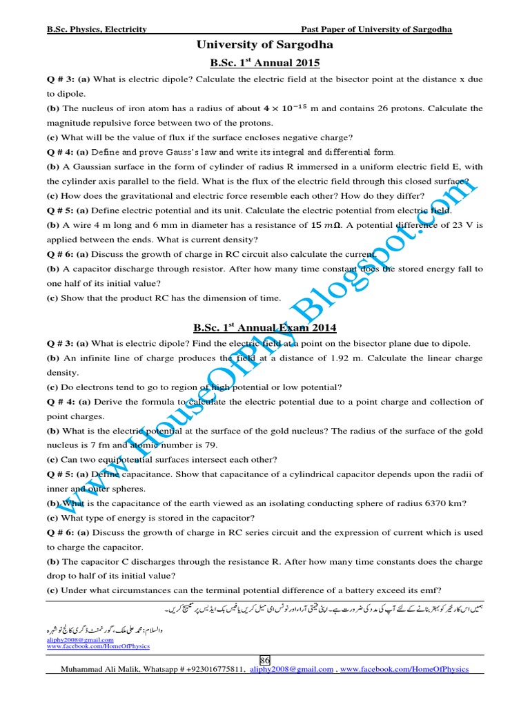 Past Papers Electricity | PDF | Capacitor | Electric Field