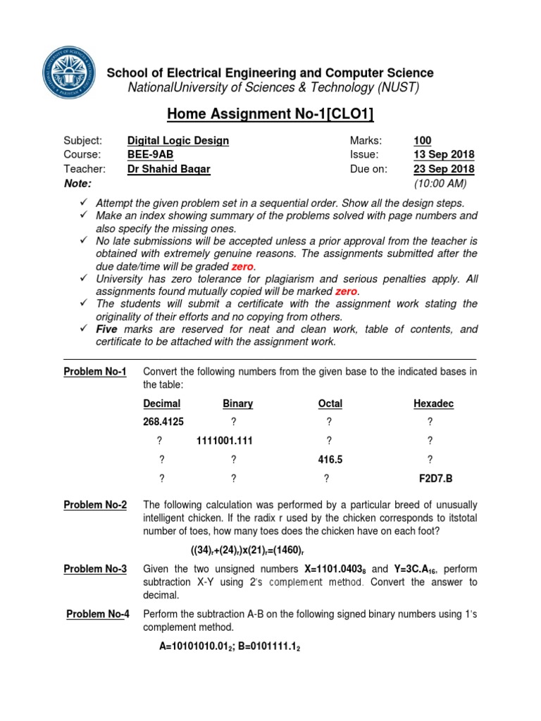 Assignment DLD | PDF | Binary Coded Decimal | Mathematical Notation Assignment DLD | PDF | Binary Coded Decimal | Mathematical Notation