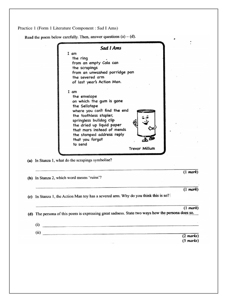 Practice 1 Lit Sad I Ams Form 1 | PDF