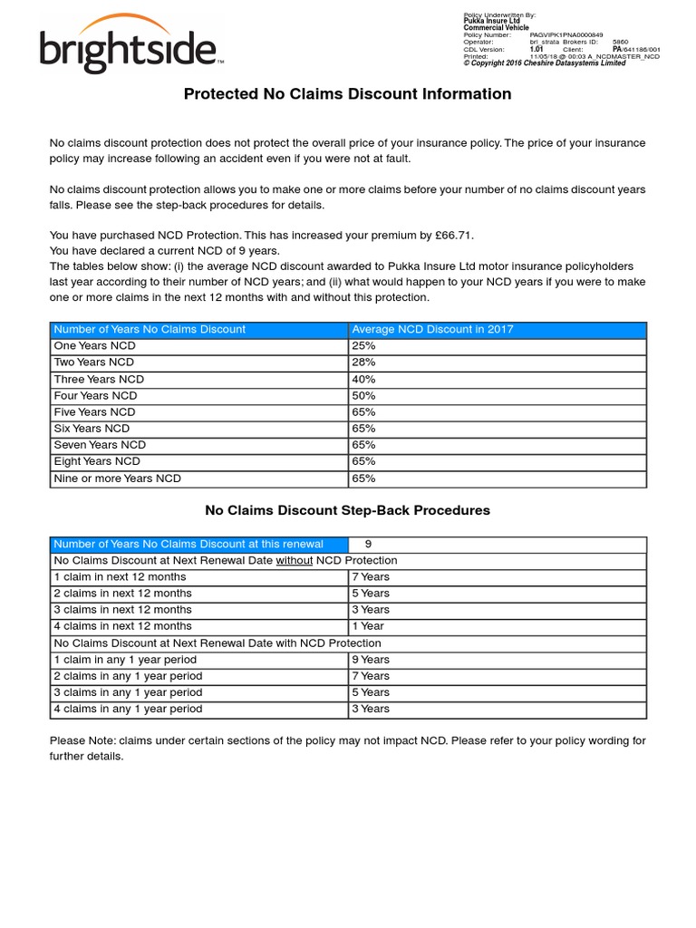 Protected No Claims Discount Information | PDF | Insurance Policy ...