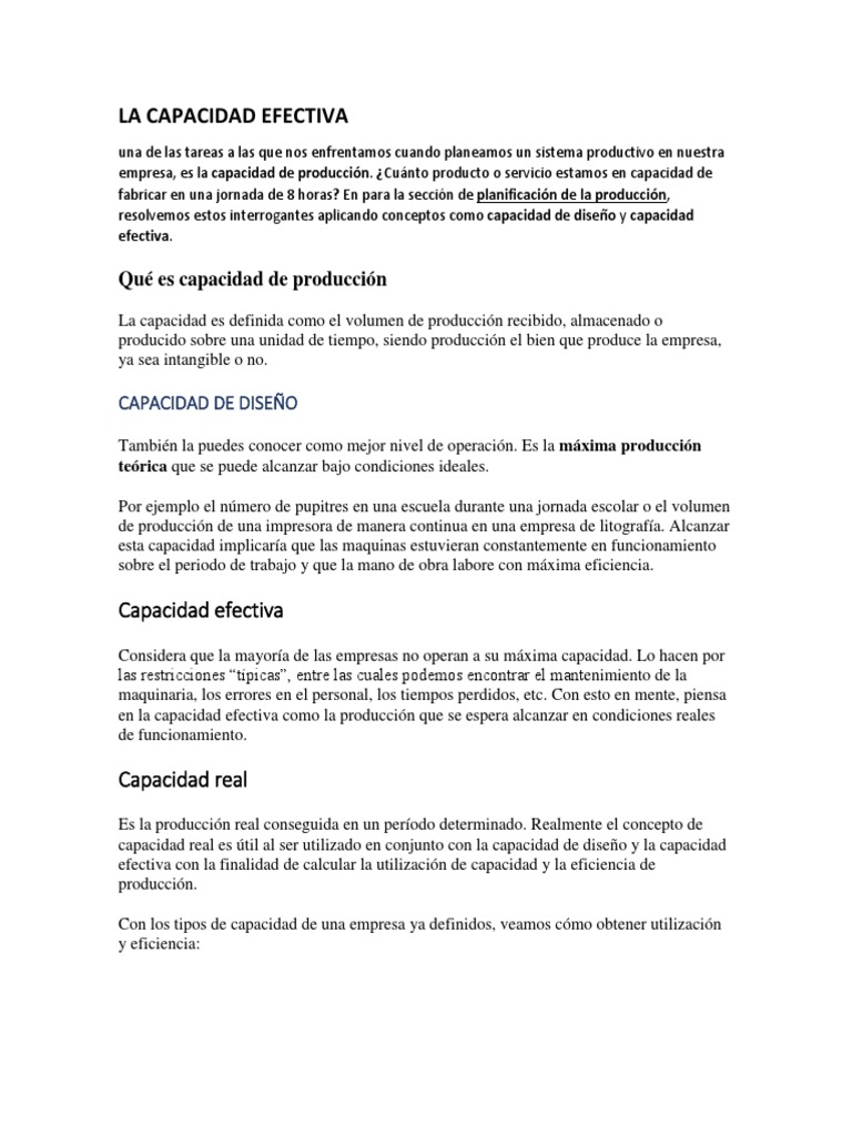 La Capacidad Efectiva | PDF