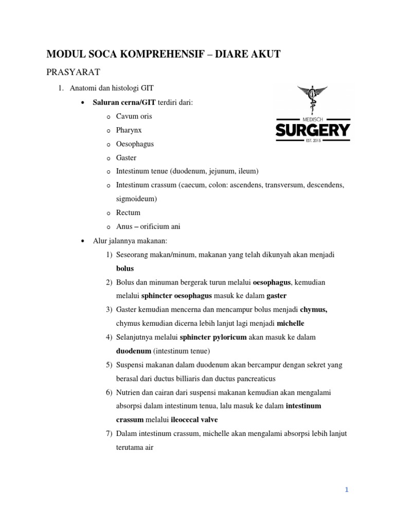 Modul Soca Komprehensif - Diare Akut | PDF