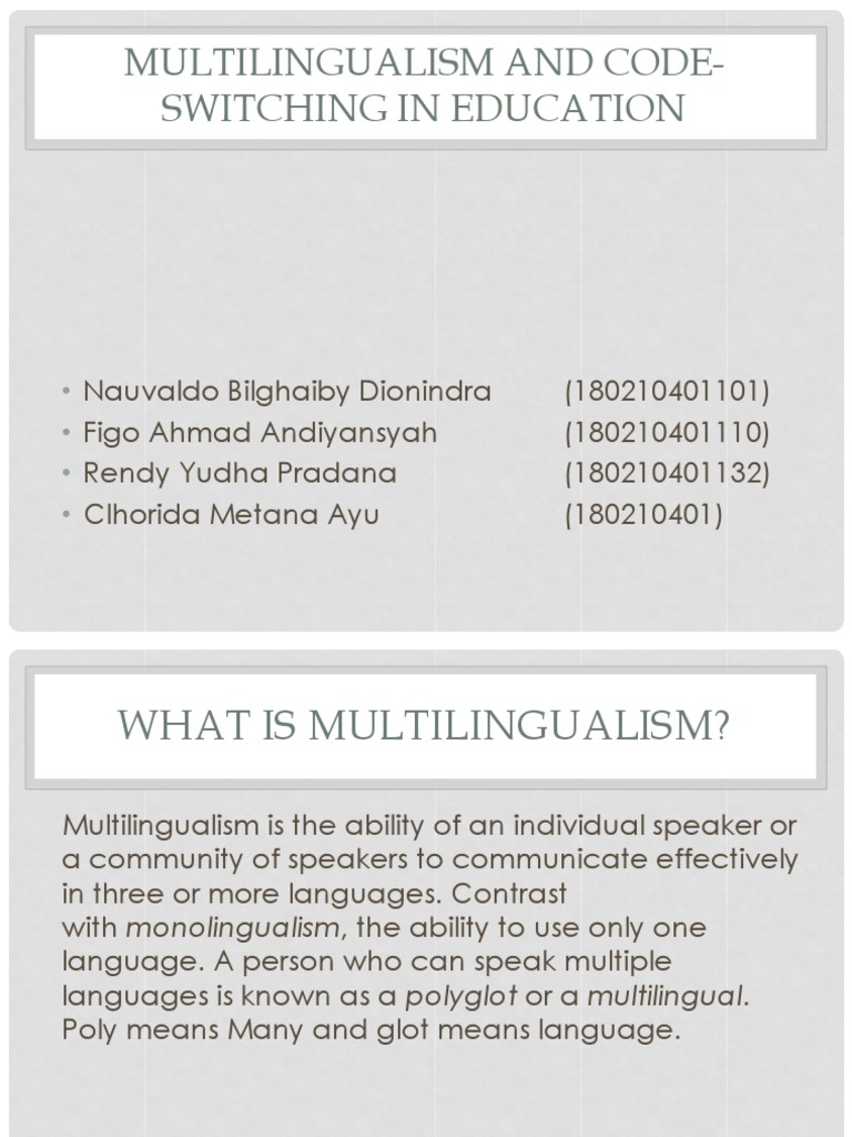 Multilingualism and Code-Switching in Education | PDF | Multilingualism | Psycholinguistics
