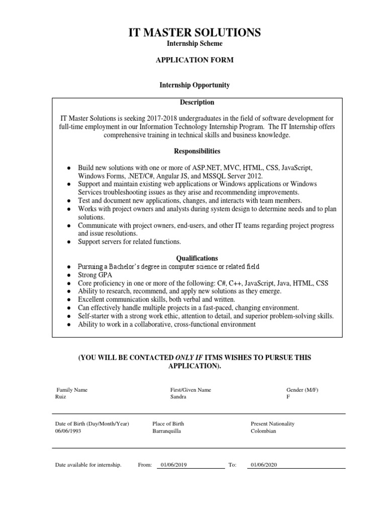 Formato-Internship Application Form | PDF | Application Software | Java Script