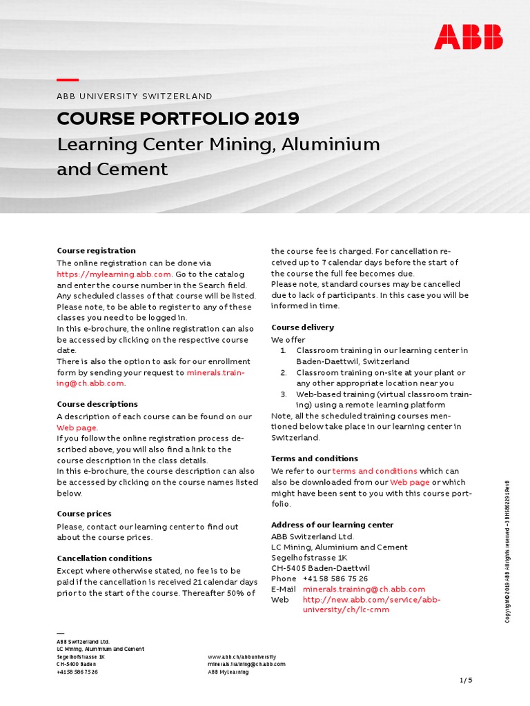 Course Portfolio LC Mining, Aluminium and Cement 2019 - RevB | PDF ...