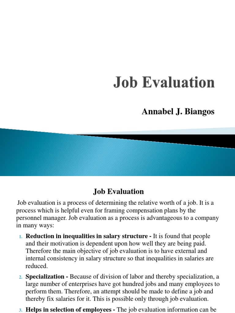 Job Evaluation (Report) | PDF | Employment | Performance Appraisal