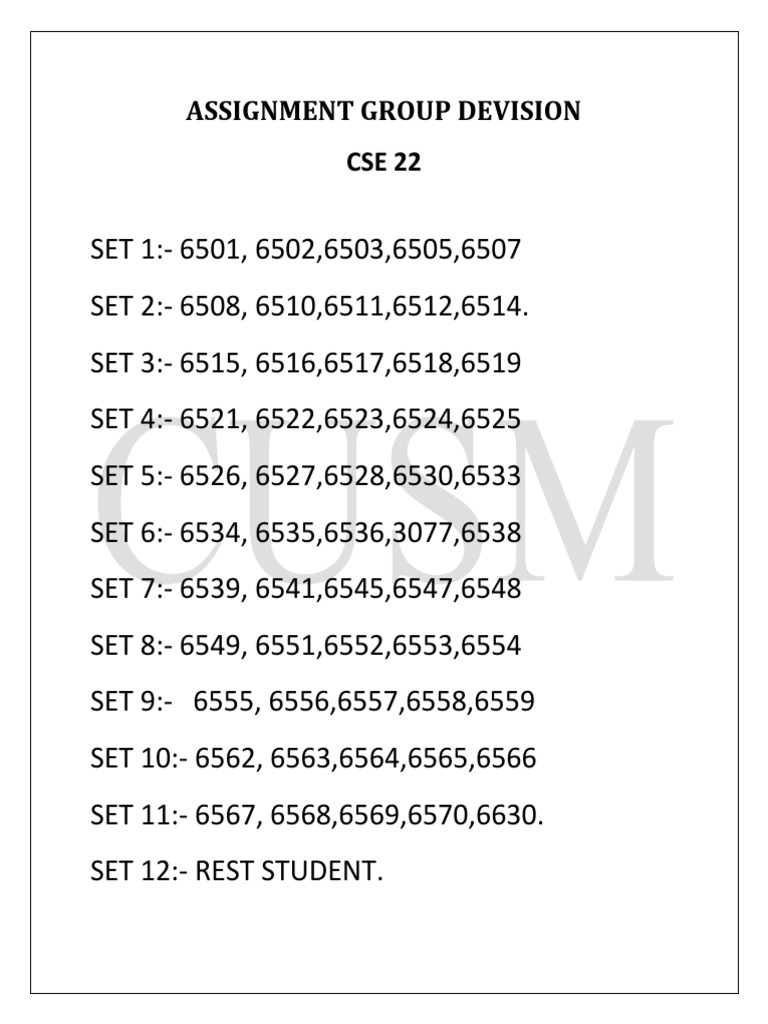 CSE 22 Assignment Group Division | PDF
