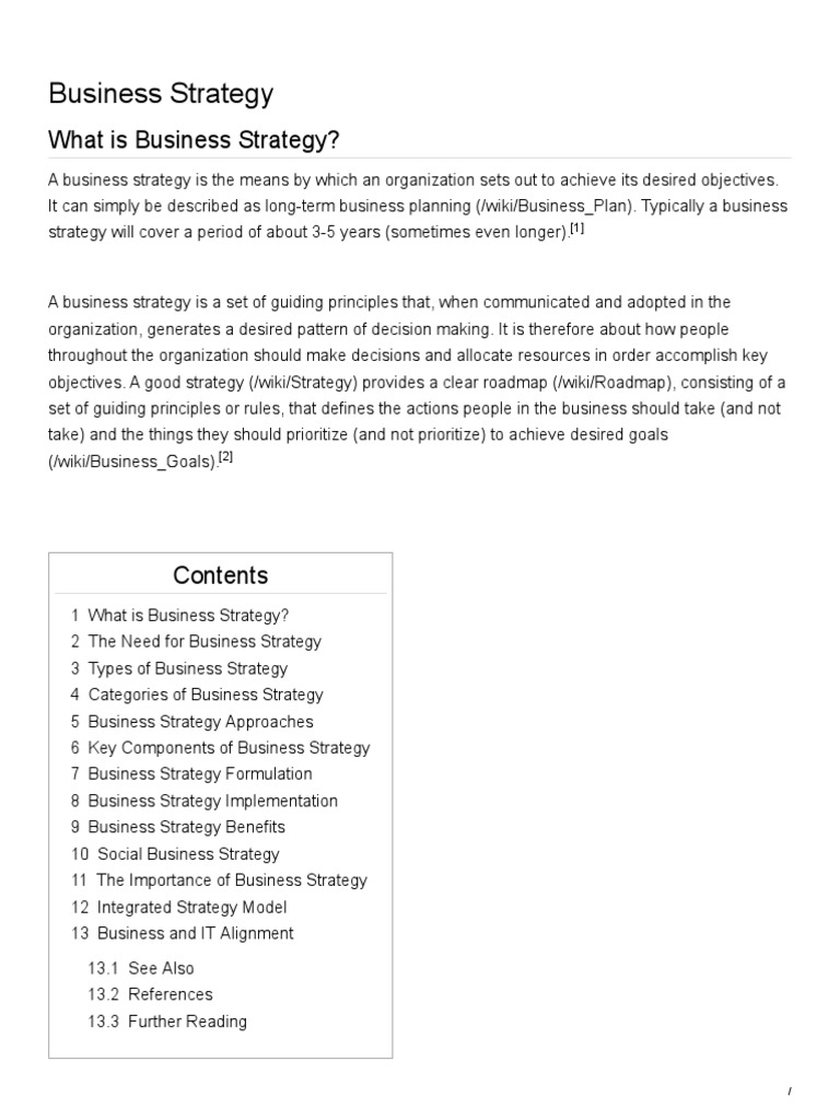 Business Strategy | PDF | Strategic Management | Goal