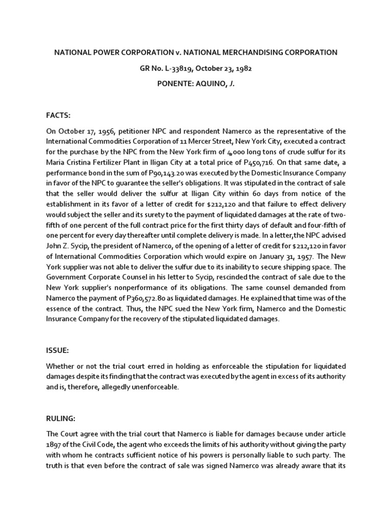 Napocor V NMC | PDF | Liquidated Damages | Damages