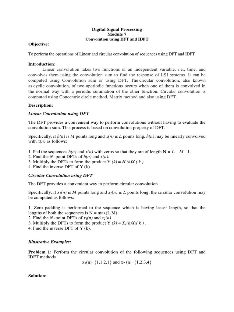 Dsp Note Pdf Discrete Fourier Transform Convolution