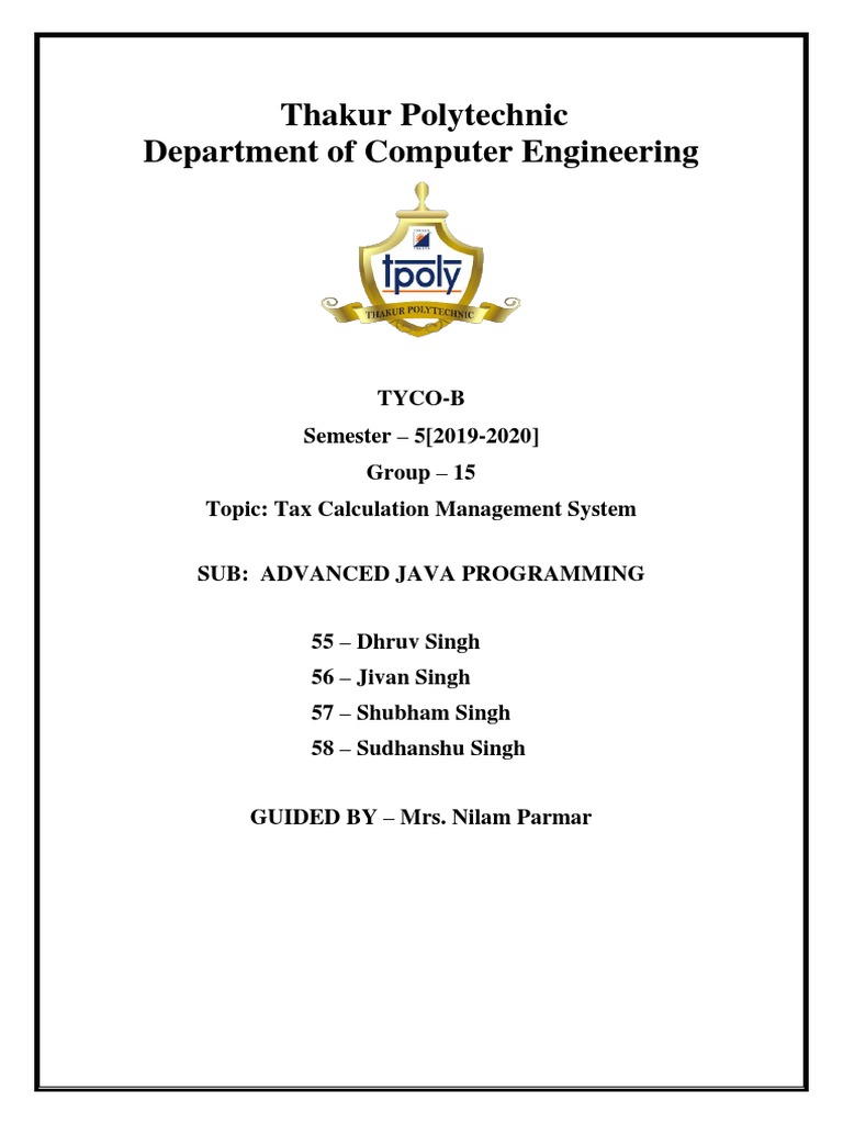 Thakur Polytechnic Department Of Computer Engineering Pdf Class Computer Programming Net