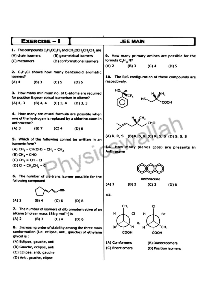 Isomerism Assignment PDF | PDF