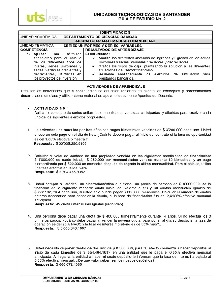 Series Uniformes 2 | PDF | Interés | Finanzas Matemáticas